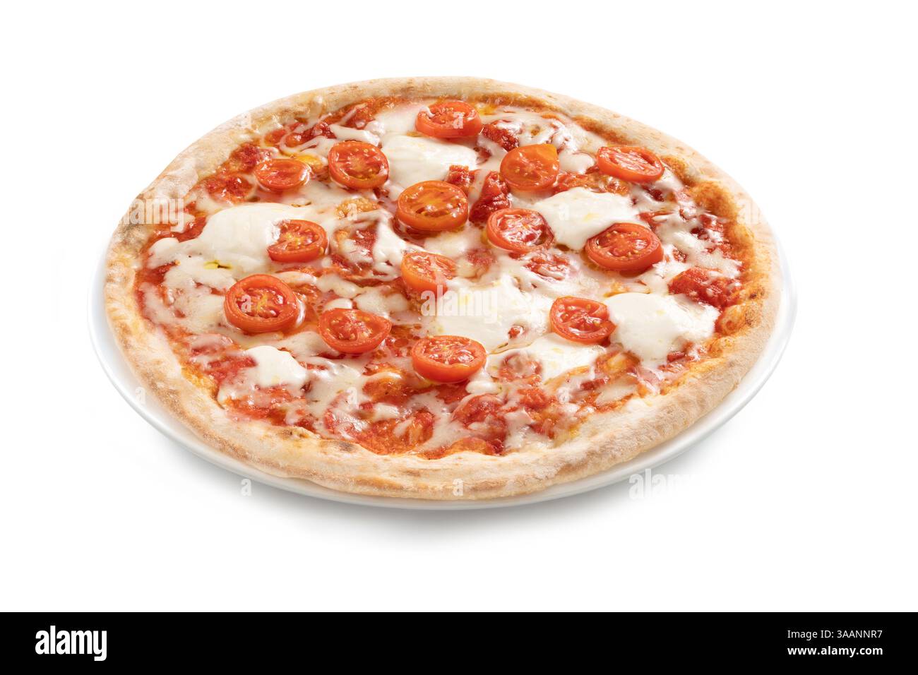 Pizza Margherita with Cherry Tomatoes and Mozzarella cheese – Authentic Italian Food, Plate ...