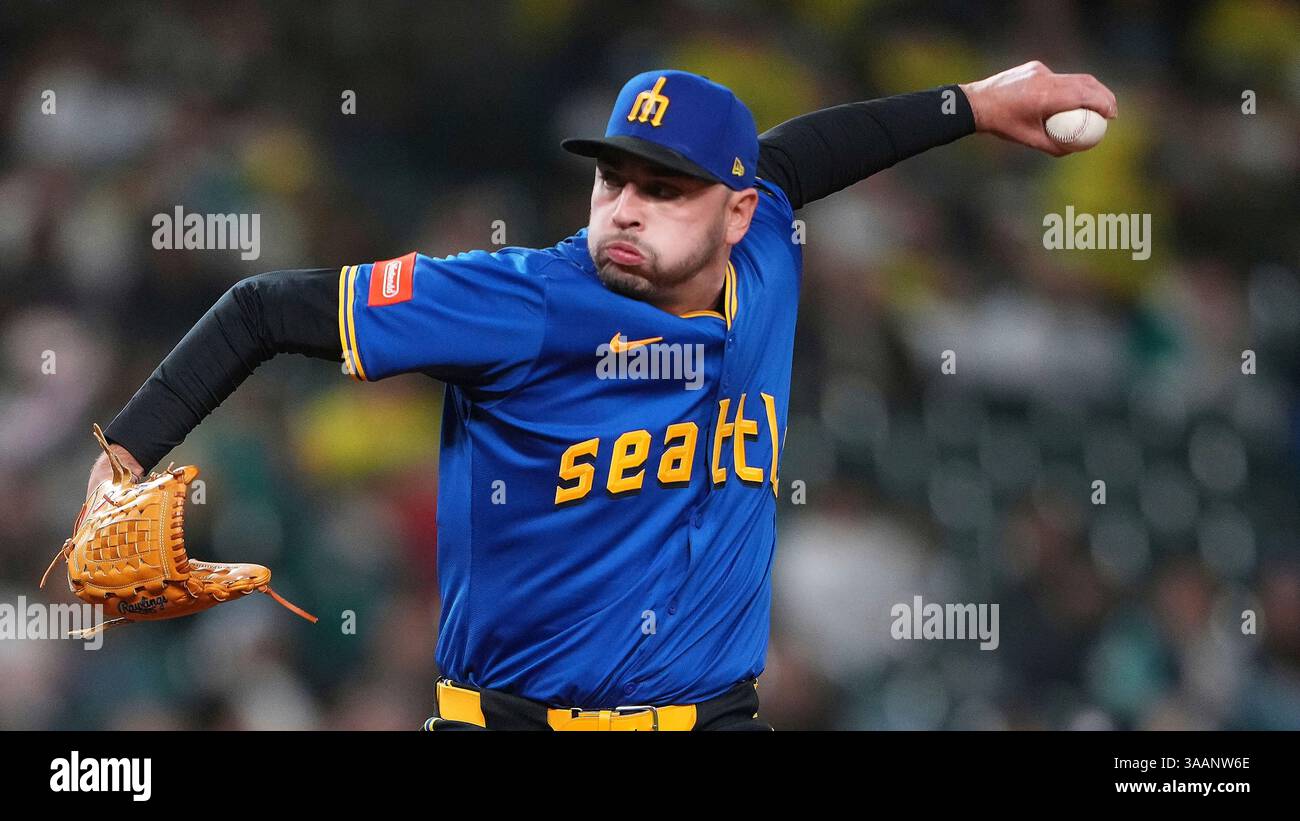 Seattle Mariners relief pitcher Tayler Saucedo throws against the ...