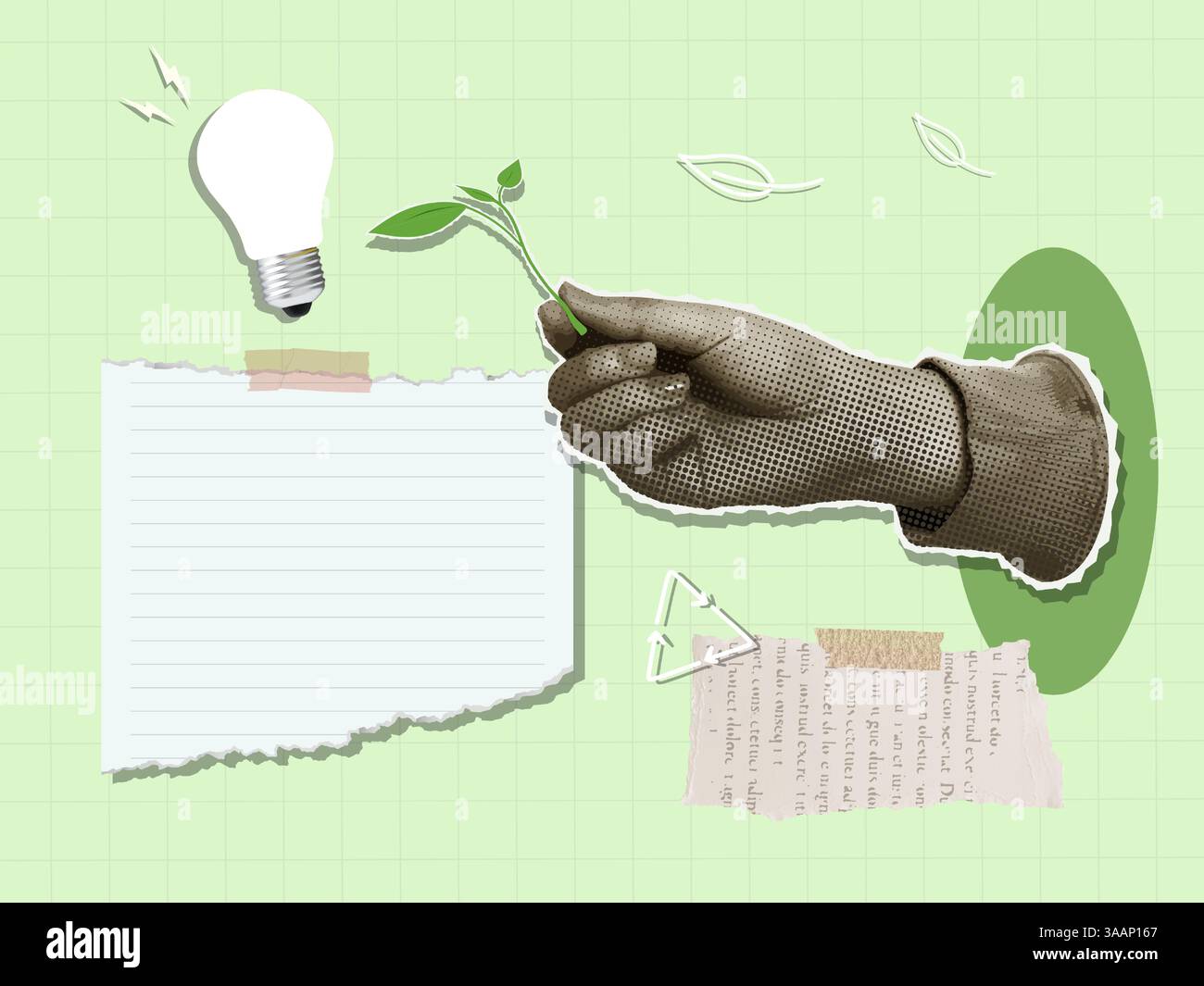 Sustainable environmental awareness with green hand and light bulb ...