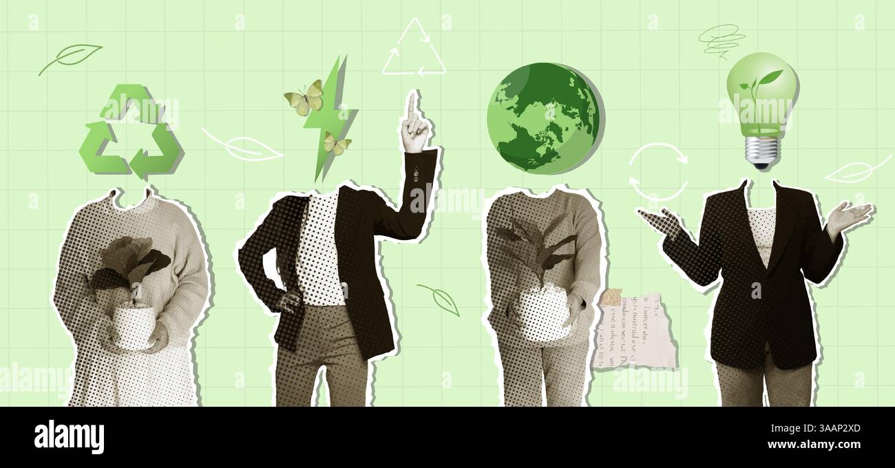 Environmentally Conscious Figures in a Collage for Sustainability ...