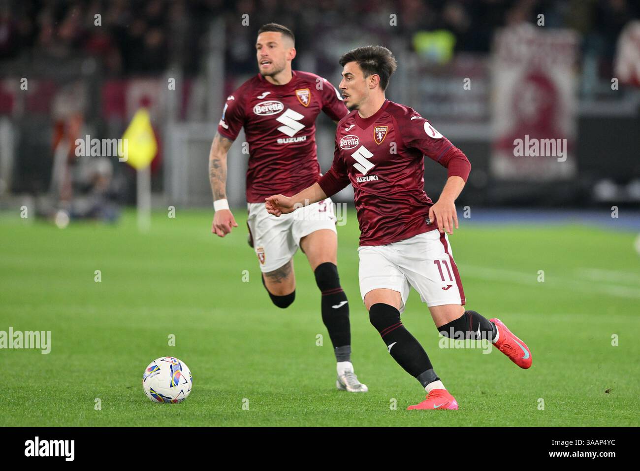 Rome, Italy. 31st Mar, 2025. Olimpico Stadium, Rome, Italy - Eljif ...