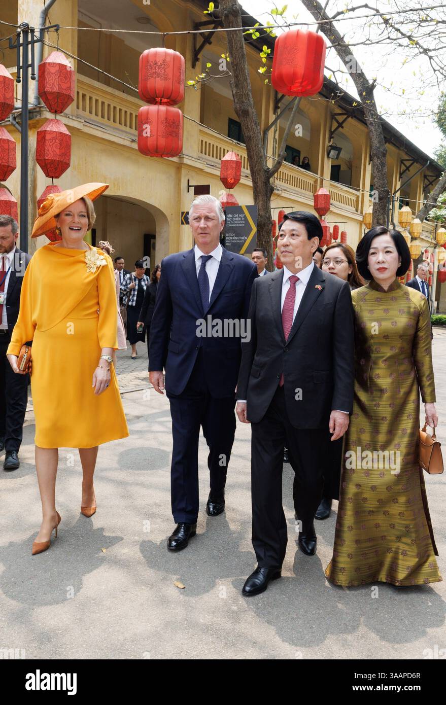 Hanoi, Vietnam. 01st Apr, 2025. Queen Mathilde of Belgium, King ...