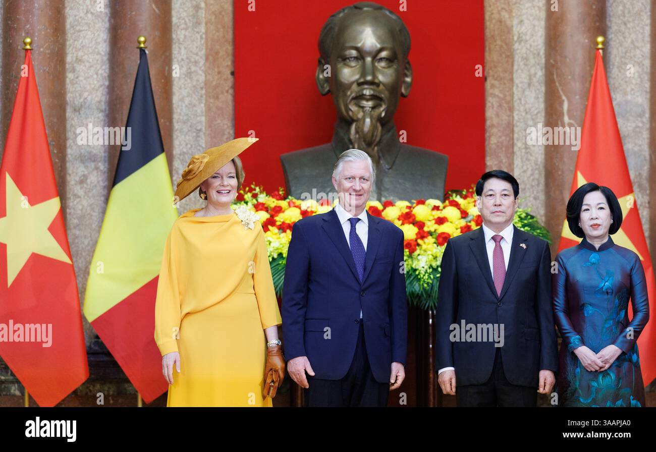 Hanoi, Vietnam. 01st Apr, 2025. Queen Mathilde of Belgium, King ...