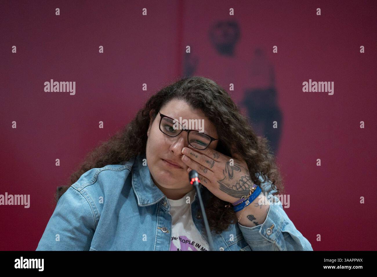 The young Catalan Fatima Ofkir during a press conference, at the ...