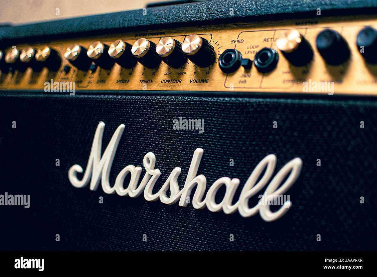Marshall stage guitar amplifier. No people Stock Photo - Alamy