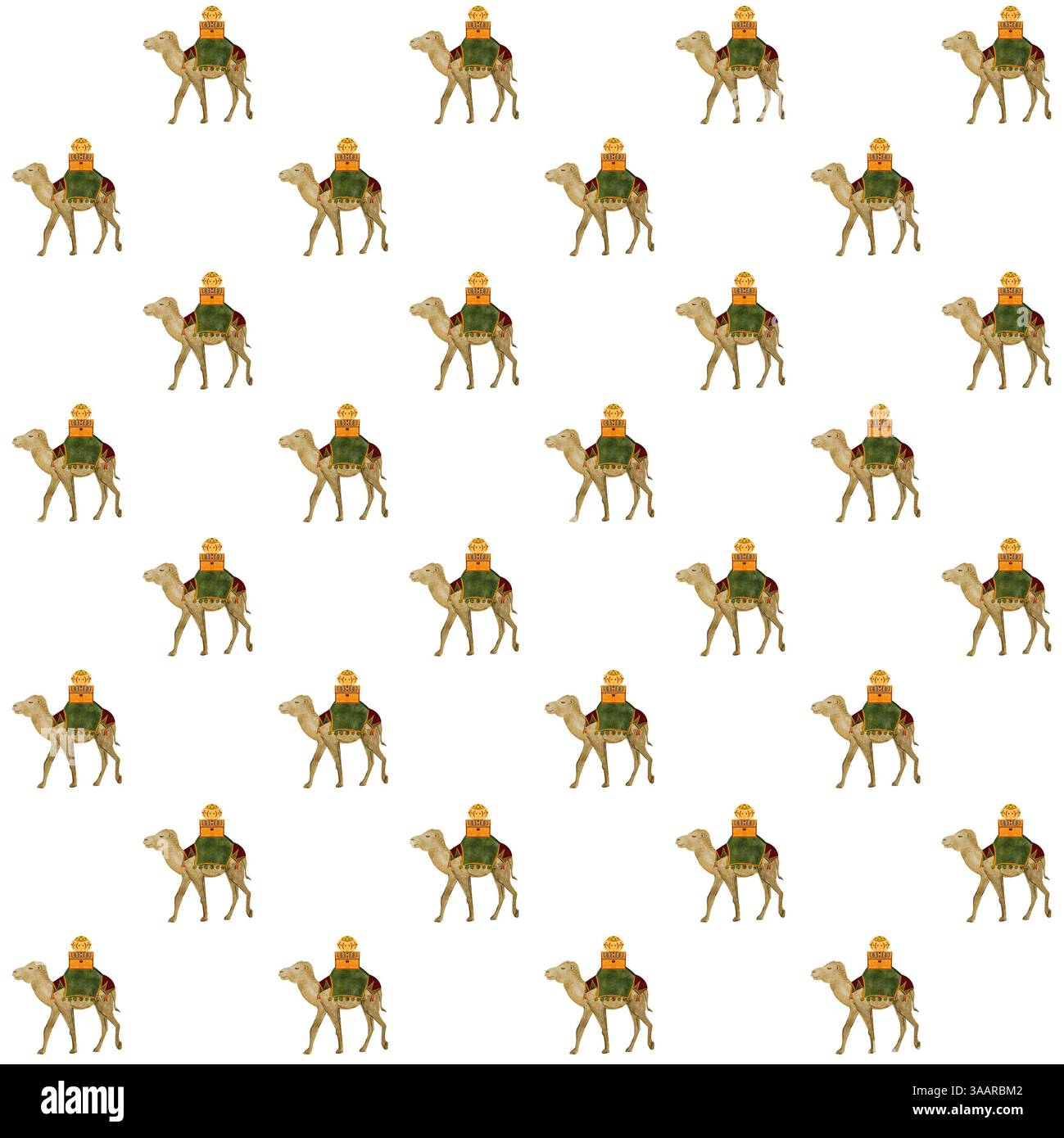 Camel with saddle blanket and treasure chests, gift boxes, Christmas ...