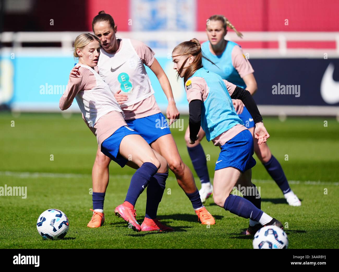 England's Chloe Kelly (left) during a training session at St George's ...