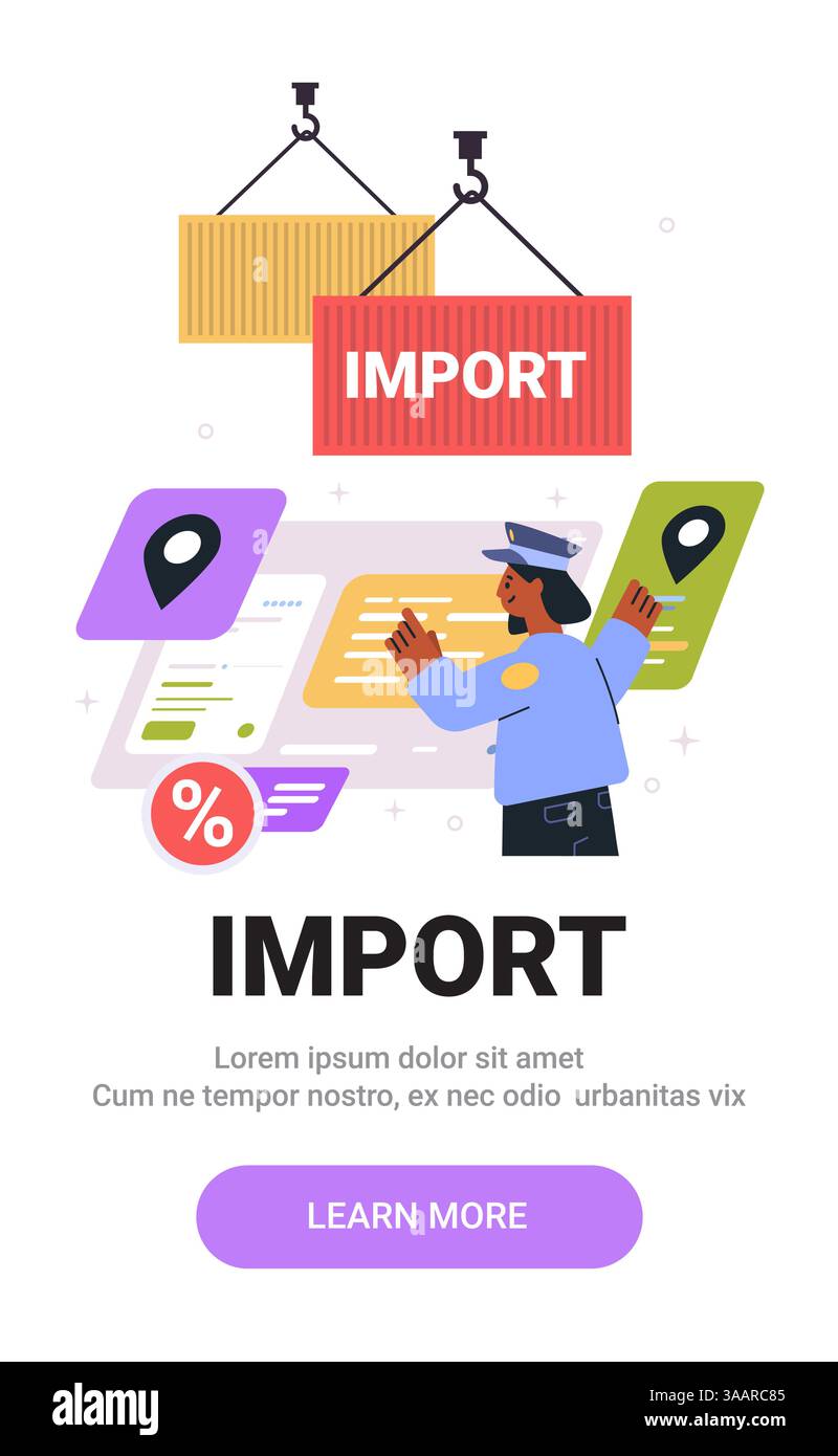 Import logistics concept with customs officer overseeing shipping ...