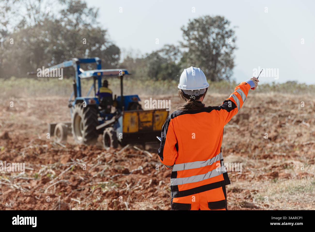 Builder engineer worker outdoor working in construction site wearing ...