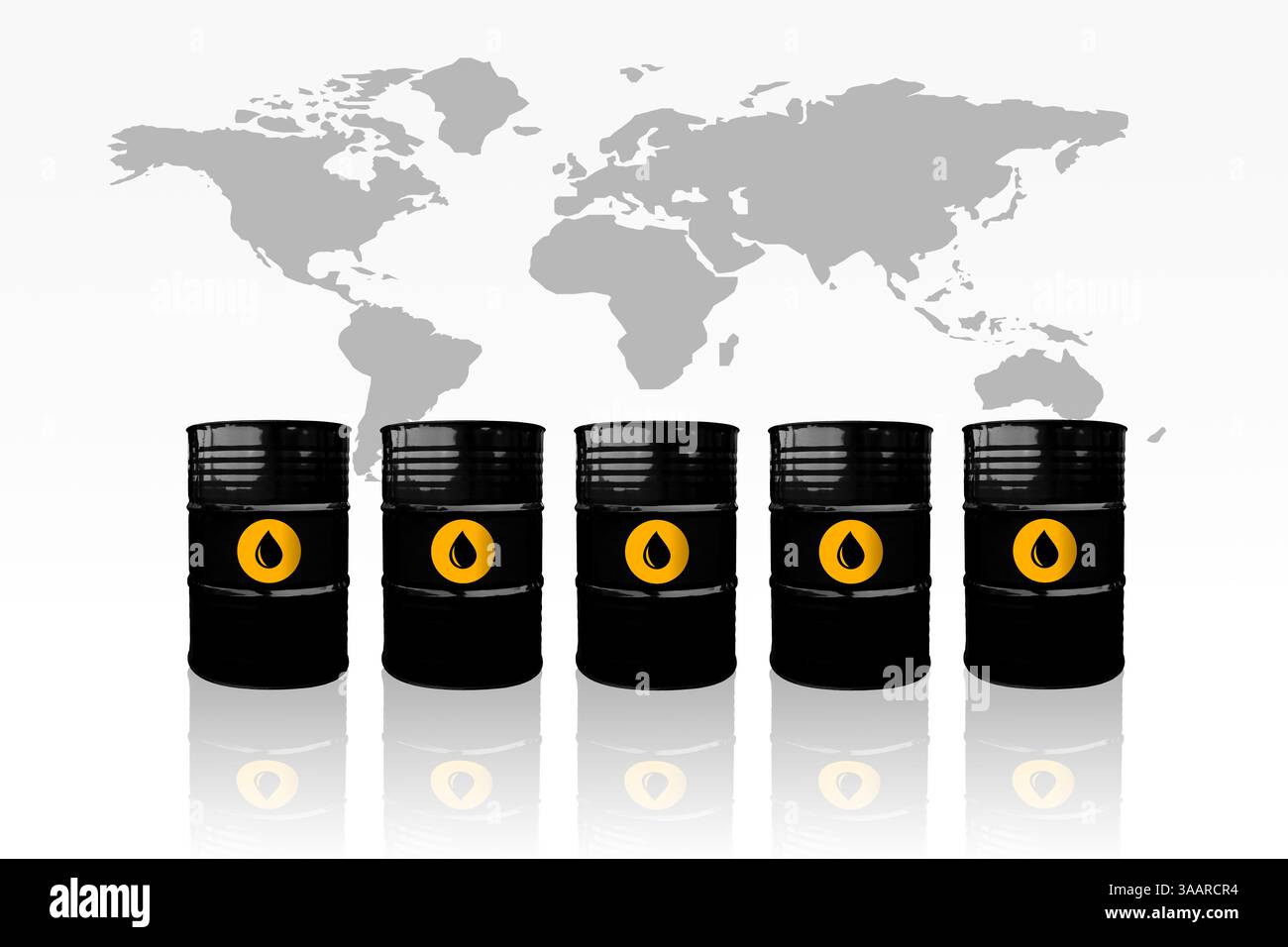 Crude oil barrels with world map background. Crude oil prices Stock ...