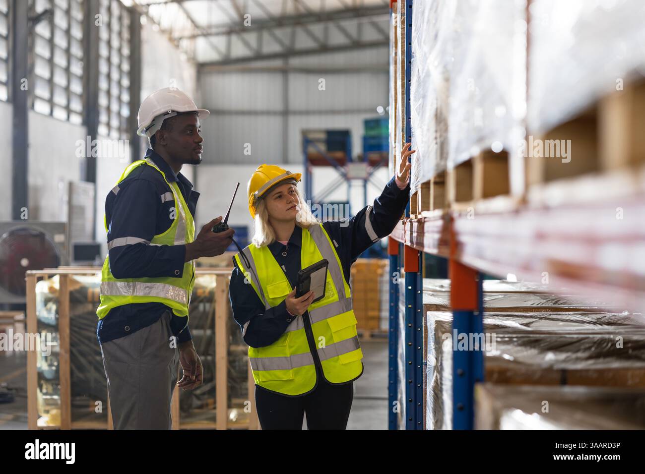 warehouse workers. professional factory storage worker. stock inventory ...