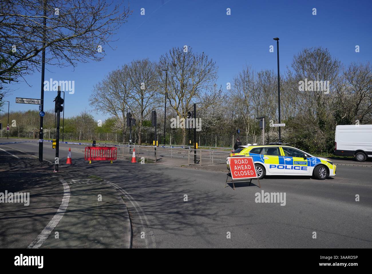 A police cordon close to the scene of an accident on Belfont Road in ...