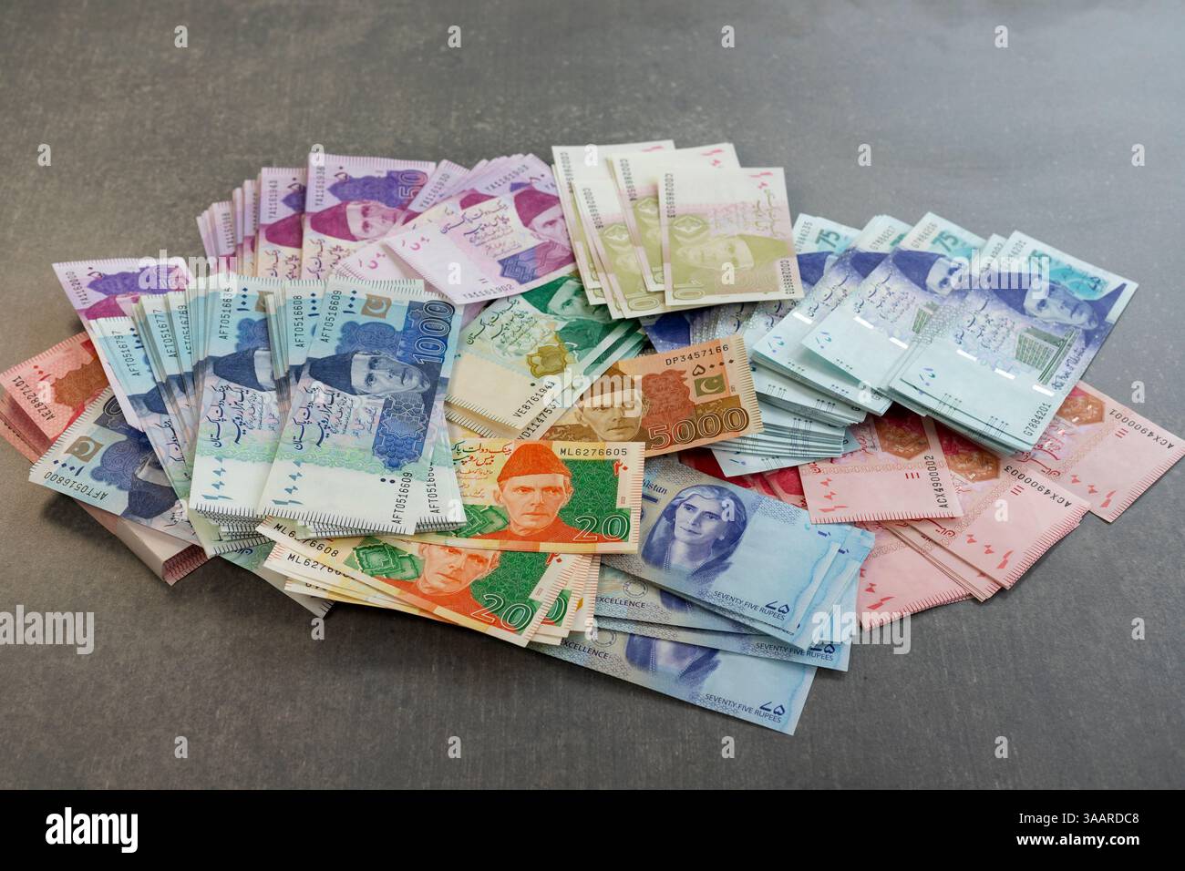 A Pile of Different Value of Pakistan New Currency Notes Stock Photo ...