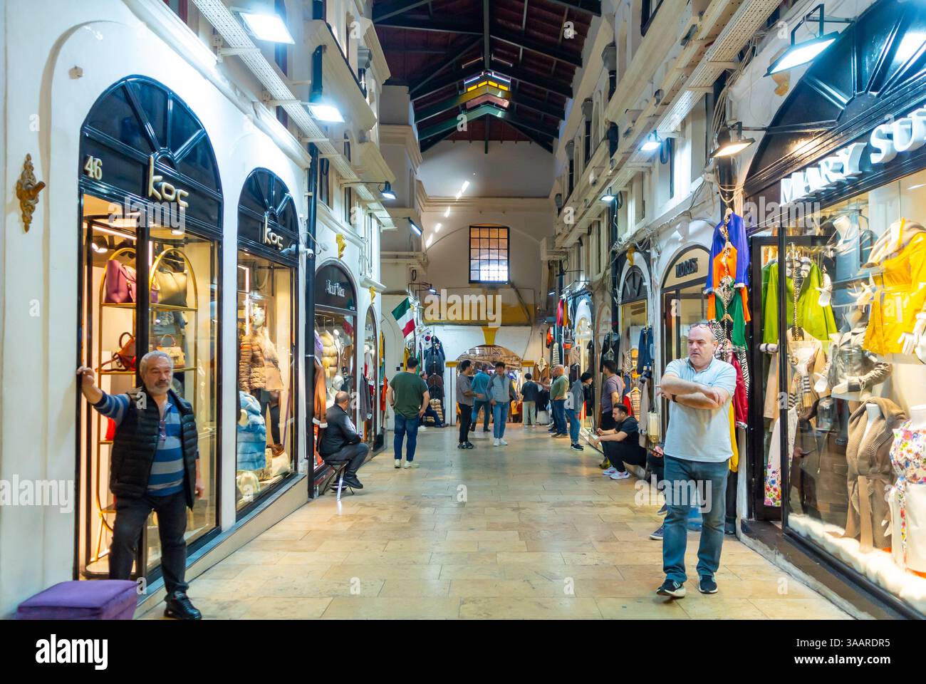 Istanbul, Turkey, fashion stores and shoppers inside the Grand Bazaar ...