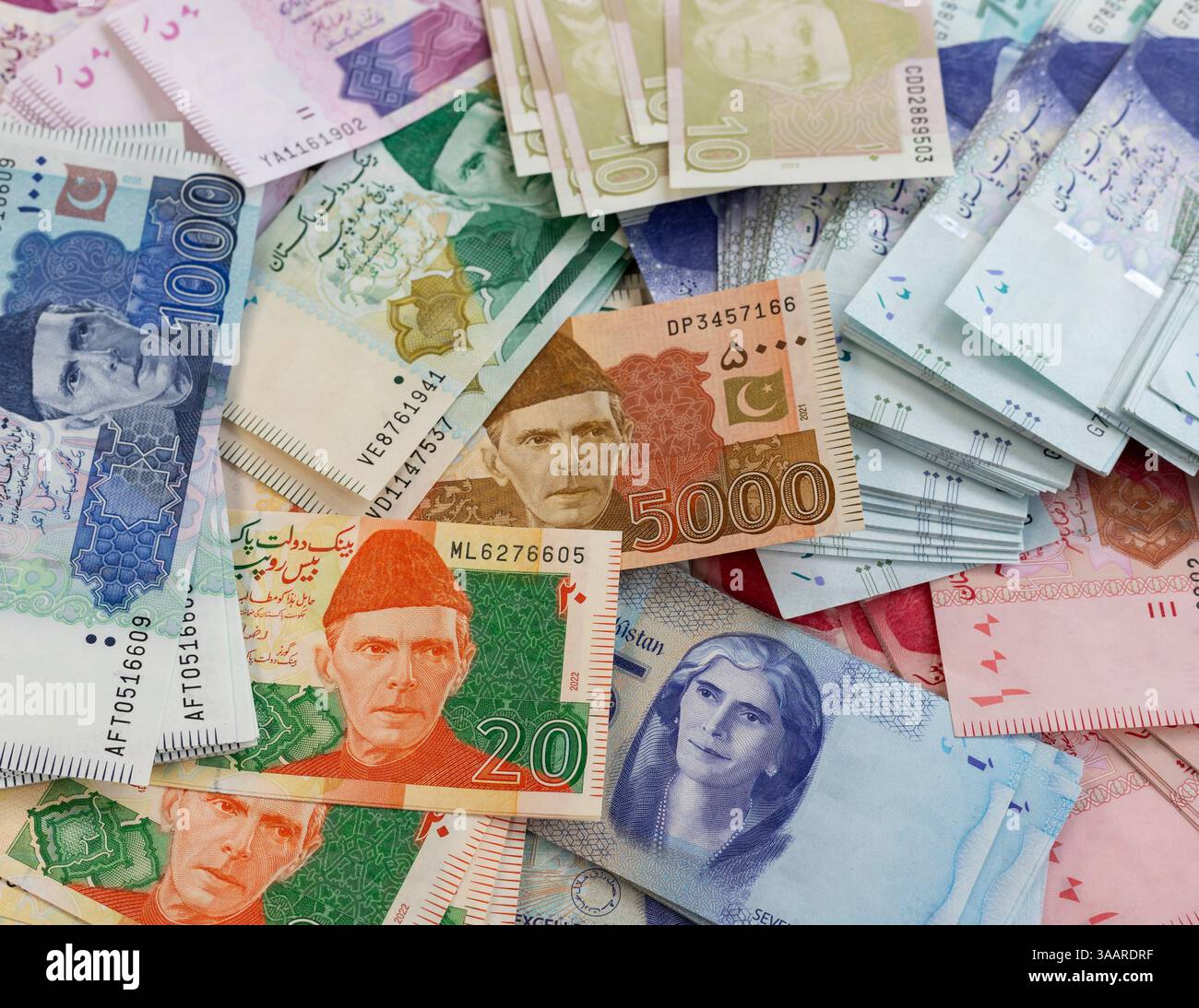 Pakistani Currency Notes Closeup. Top View Stock Photo - Alamy