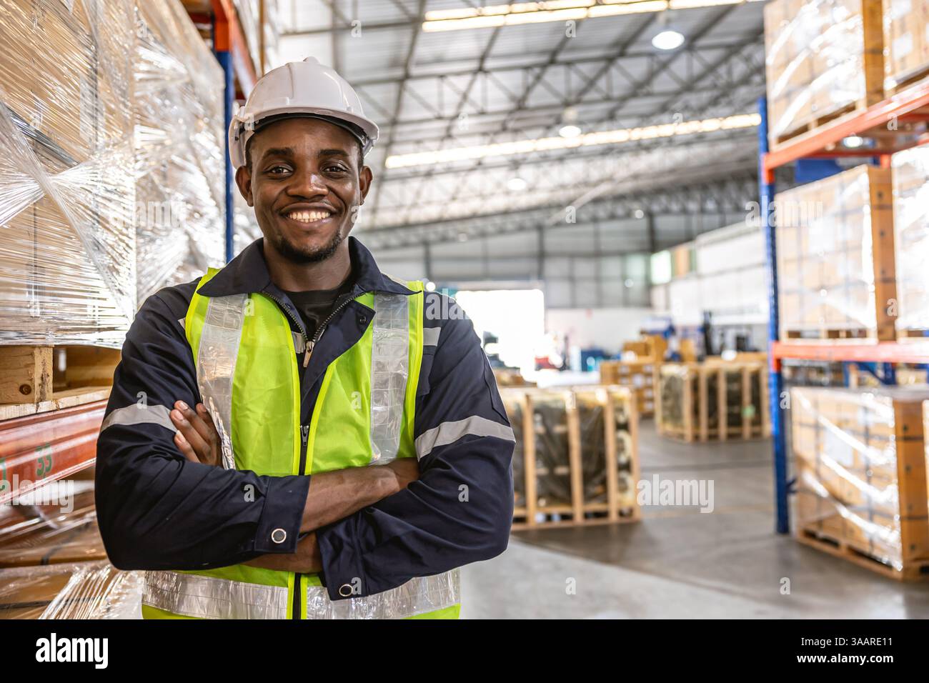 portrait black African professional worker standing confident happy ...