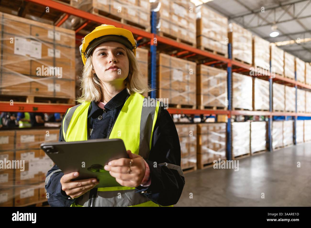caucasian women worker. professional warehouse worker. female stock ...