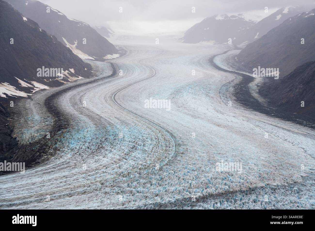 Salmon glacier in the mist, Stewart, British Columbia, Canada Stock ...