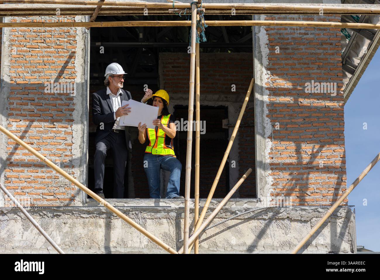 Senior land business development, Professional Construction architect lead designer talking with ...