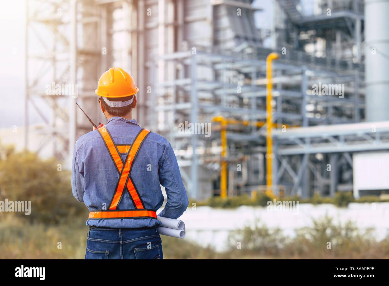 Professional Petroleum Refinery engineer man working building oil and ...