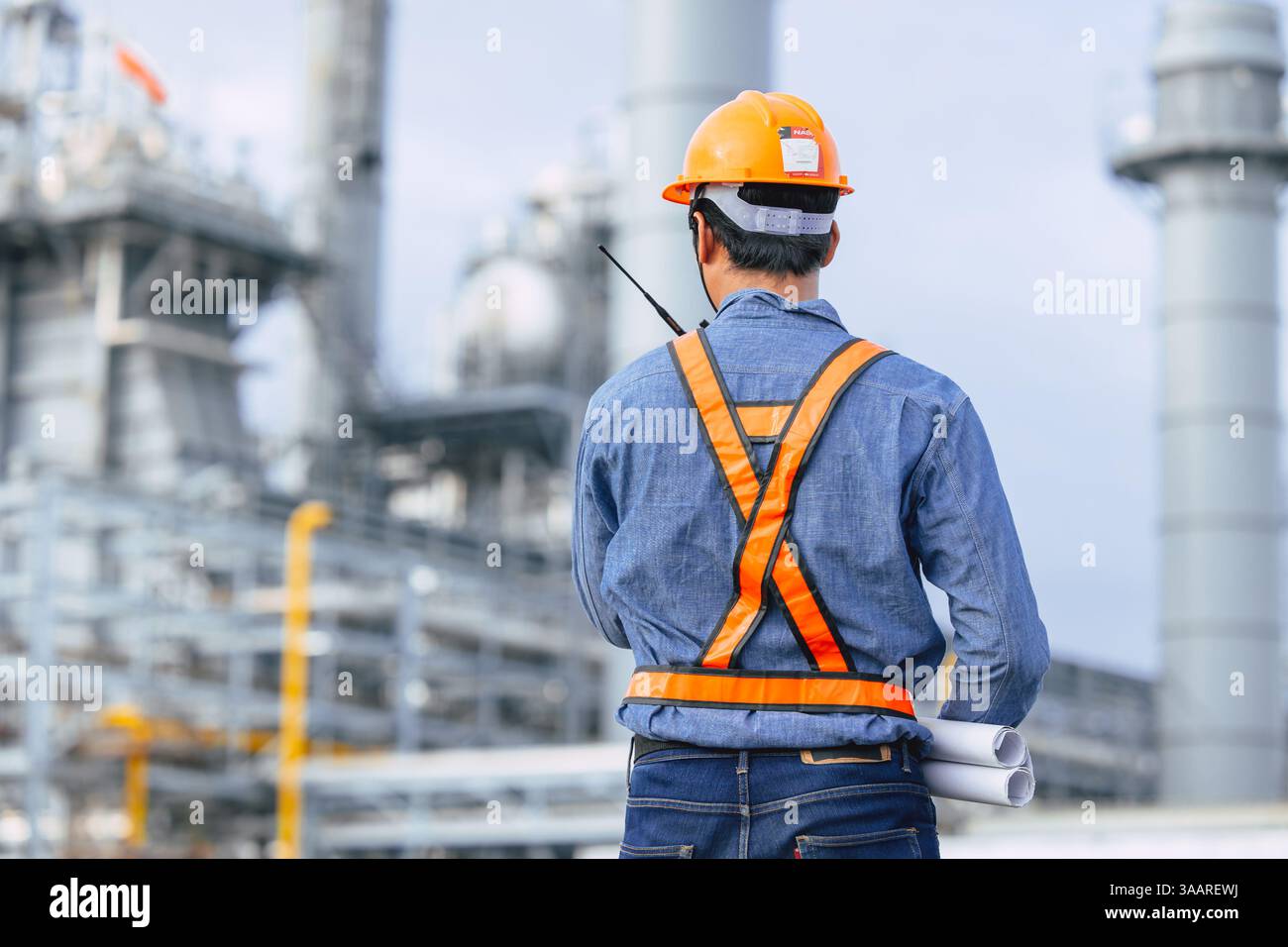 Professional Petroleum Refinery engineer man working building oil and ...