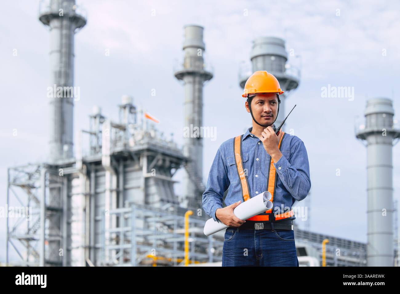 Professional Petroleum Refinery engineer man working building oil and ...