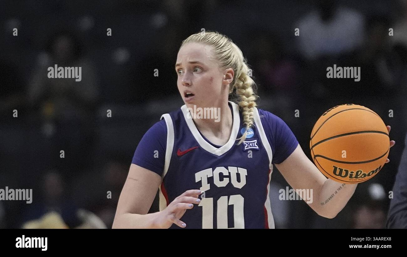 TCU guard Hailey Van Lith (10) moves the ball down court during the ...