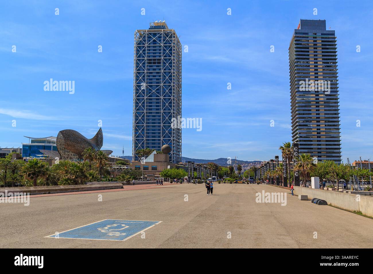 BARCELONA, SPAIN - MAY 16, 2017: This is the seaside boulevard with ...