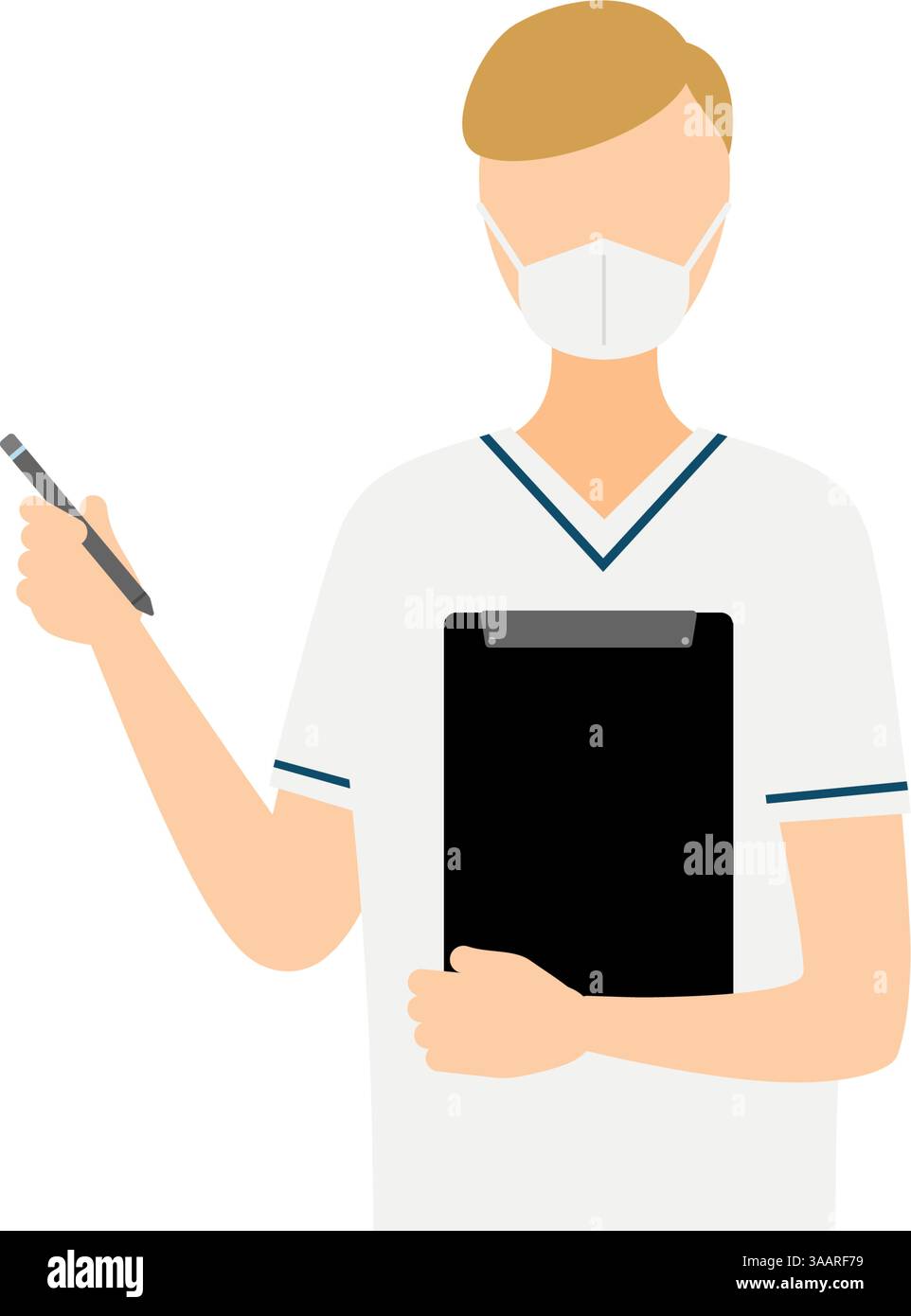 Simple illustration of a male nurse with brown hair taking records ...