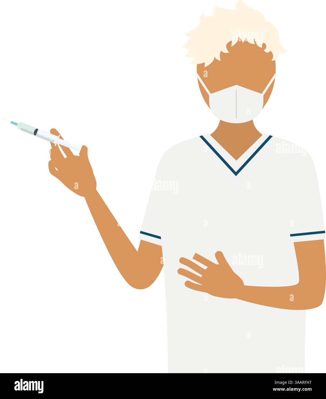 Simple illustration of a platinum blonde female nurse giving an ...