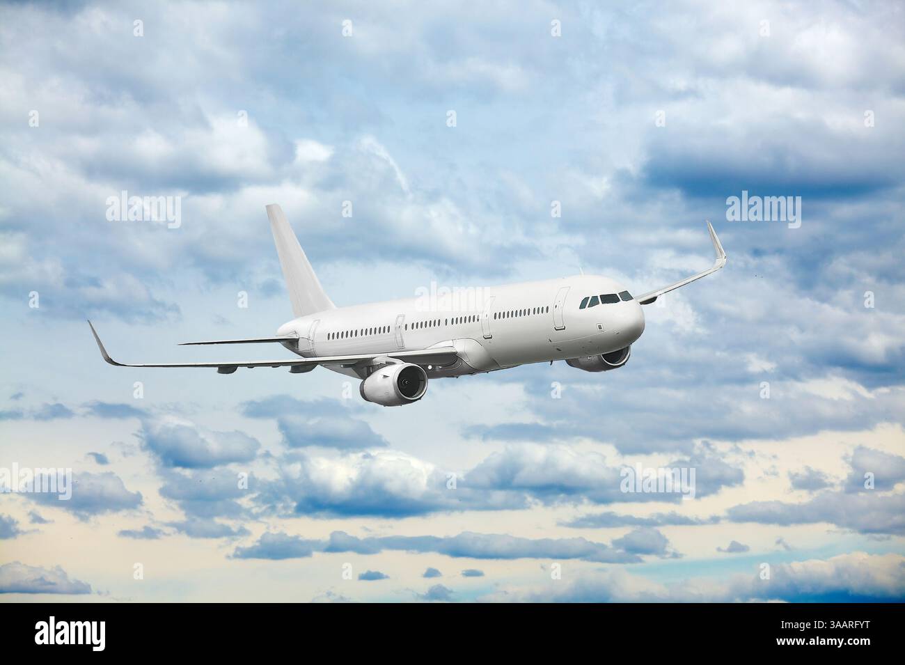 Passenger Aircraft Mid-air, Plain White Airplane Stock Photo - Alamy