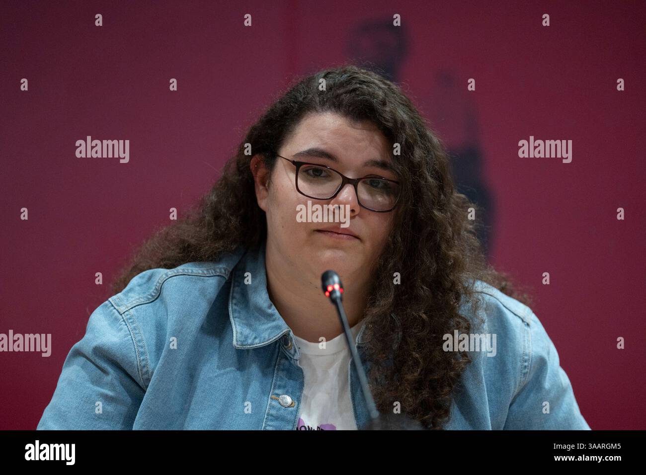 The young Catalan Fatima Ofkir during a press conference, at the ...