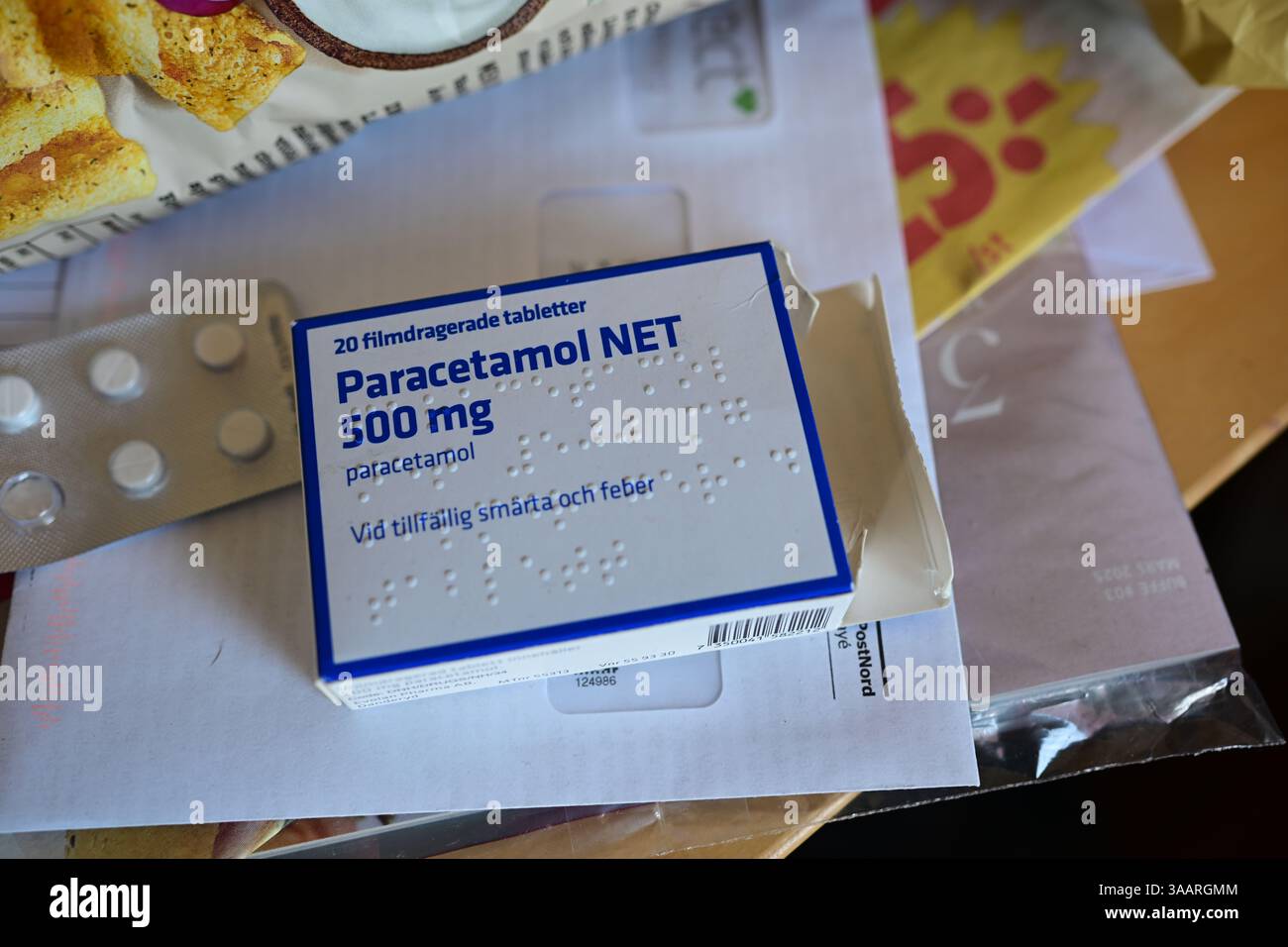 Skånes-Fagerhult, Skåne, Sweden. April 1 2025. Paracetamol tablets ...