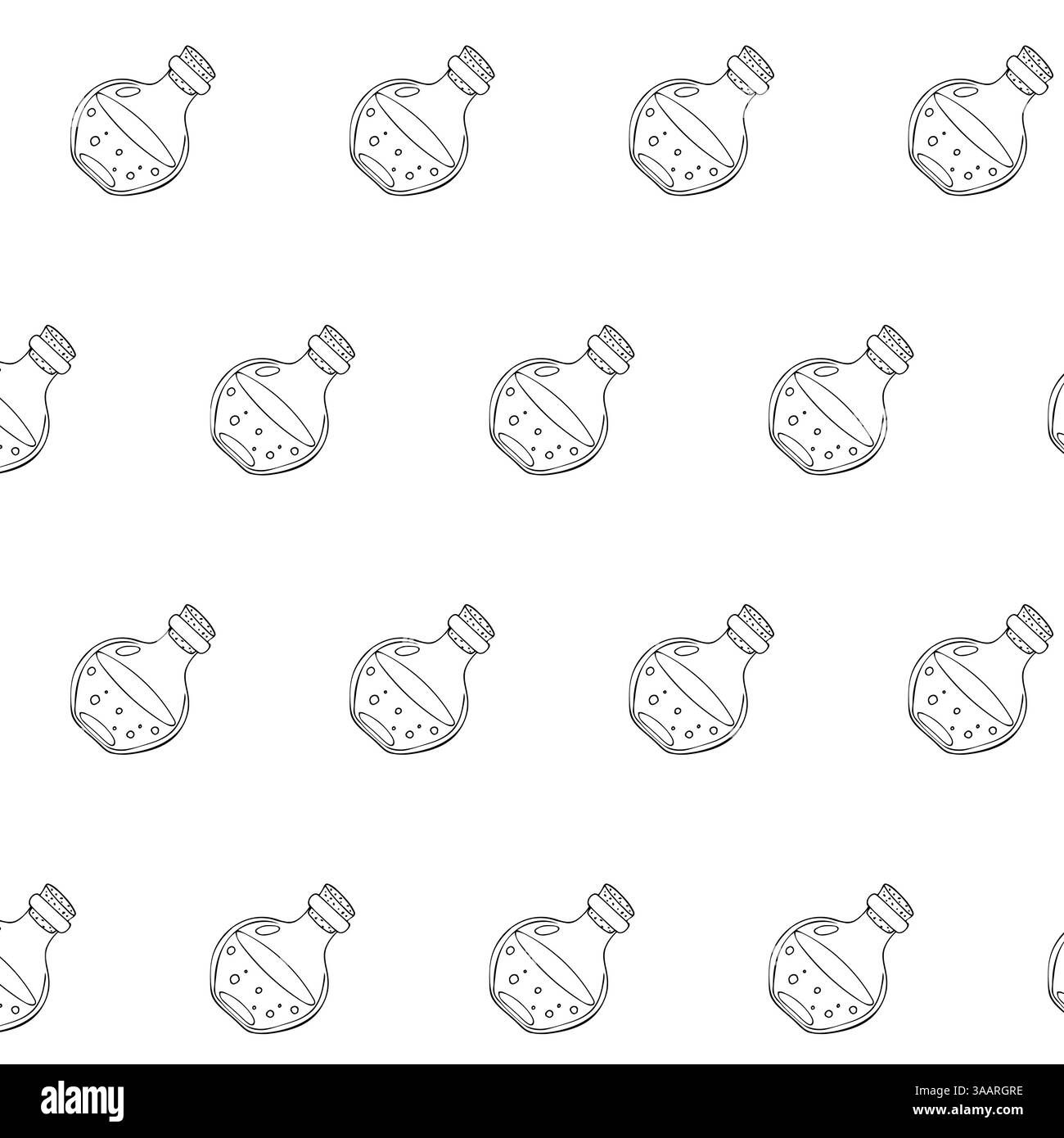 A magical tincture in a glass bottle seamless pattern. Closed ...