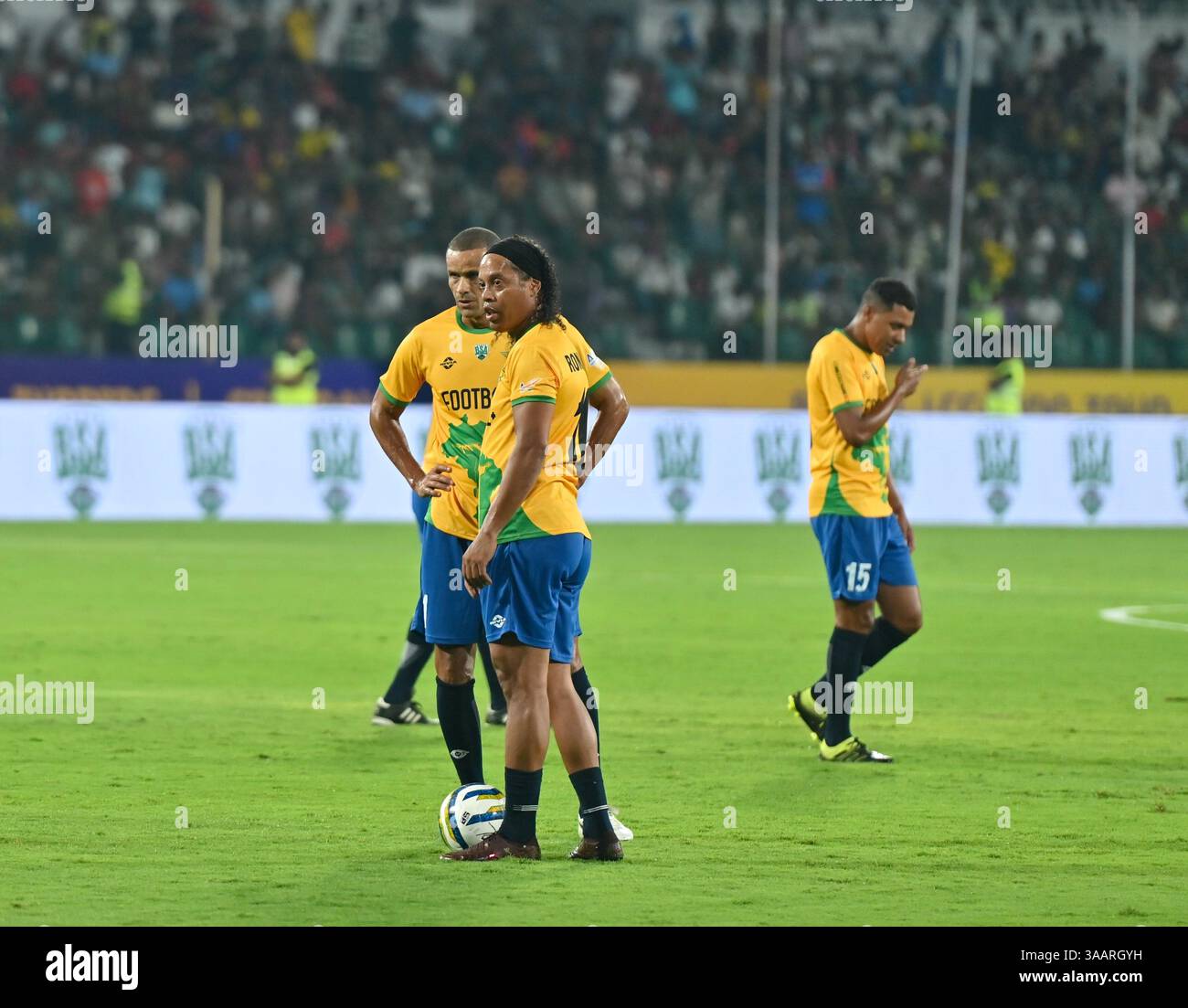Chennai, India. 30th March, 2025. Brazil Legends Triumph Over India All-Stars 2 - 1 in Thrilling ...