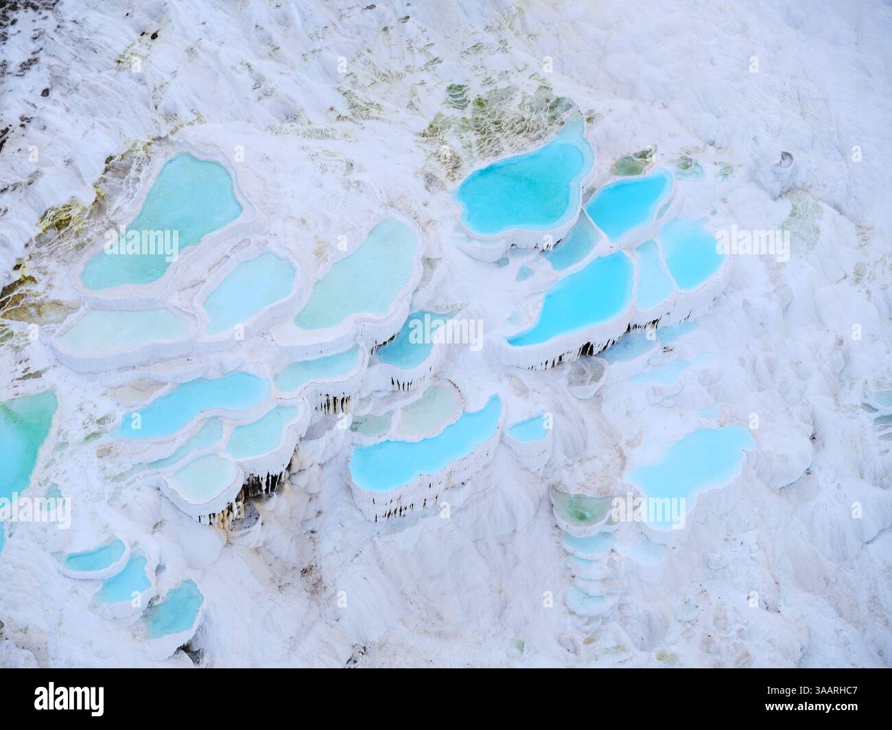 AERIAL VIEW. Hot pools of Pamukkale. Denizli Province, Turkey Stock ...