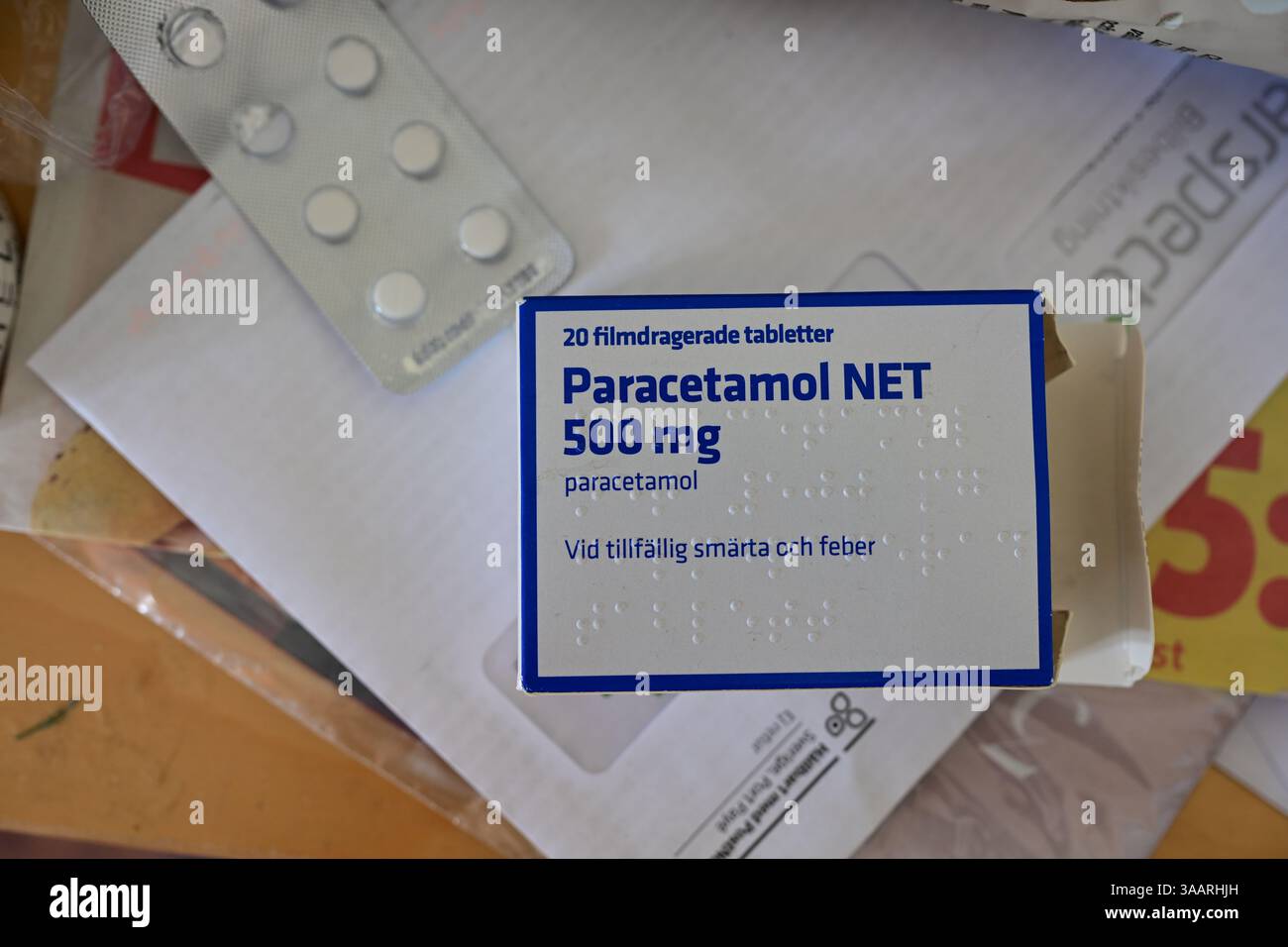 Skånes-Fagerhult, Skåne, Sweden. April 1 2025. Paracetamol tablets ...
