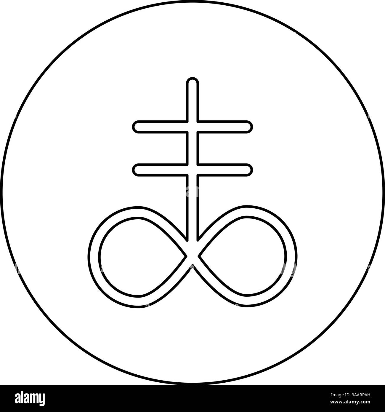 Satanic Cross Theistic satanism symbol icon in circle round black color ...