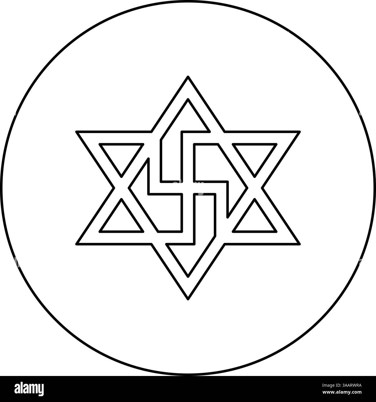 Raelism symbol David star of the galaxy Raeliteli icon in circle round ...
