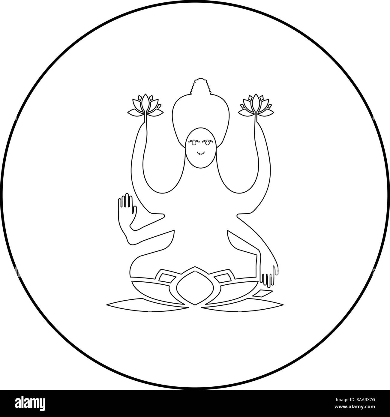 Lakshmi Goddess icon in circle round black color vector illustration ...