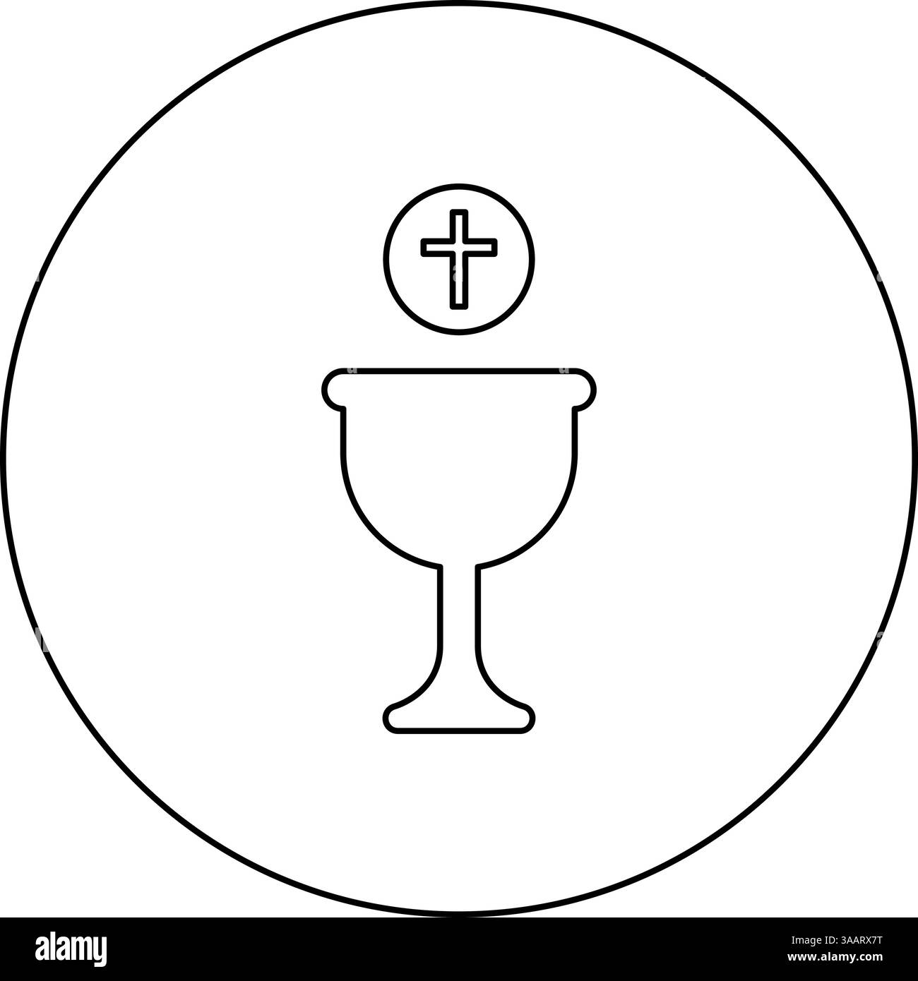 Corpus christi holy communion icon in circle round black color vector ...