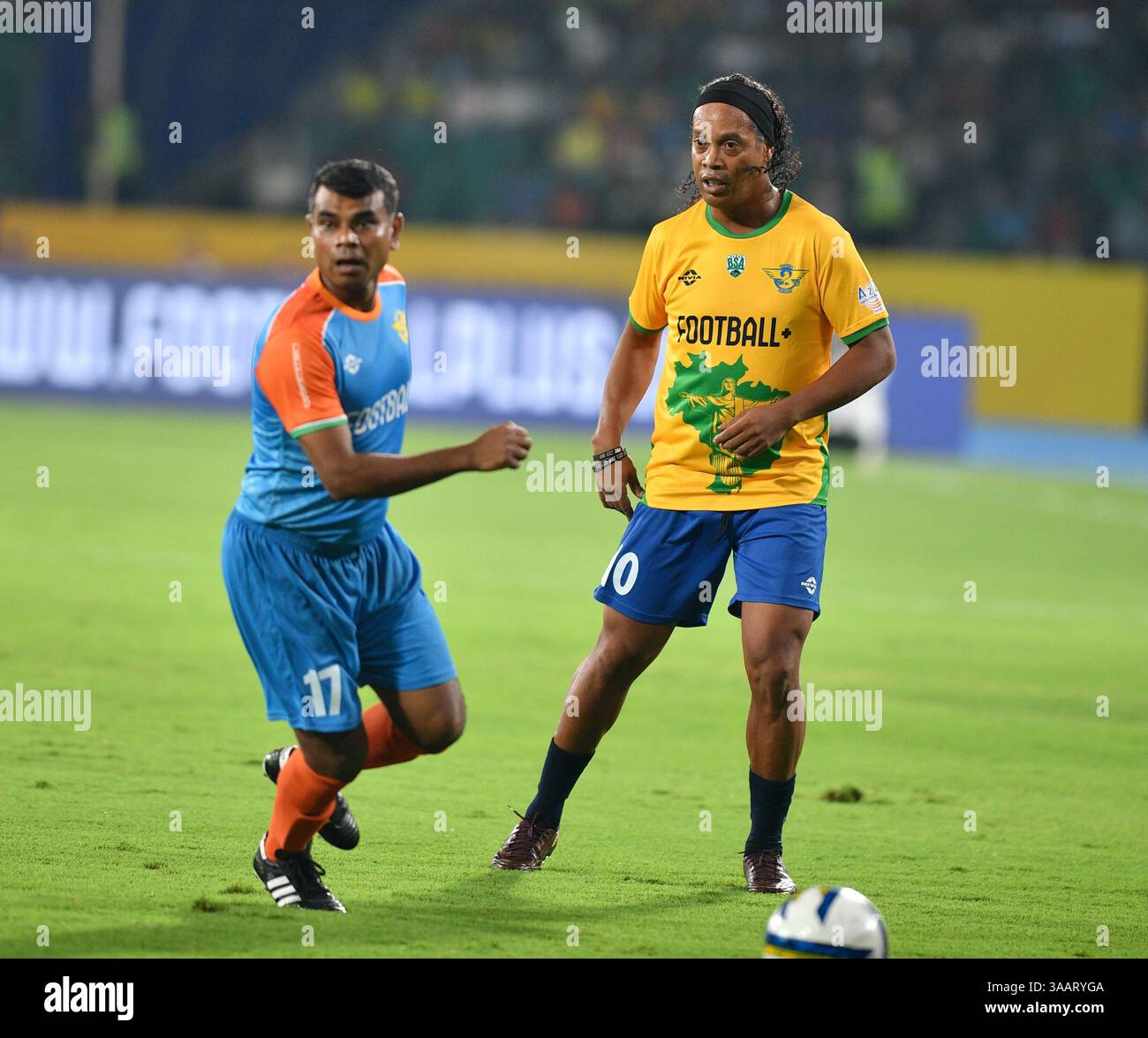 Chennai, India. 30th March, 2025. Brazil Legends Triumph Over India All-Stars 2 - 1 in Thrilling ...
