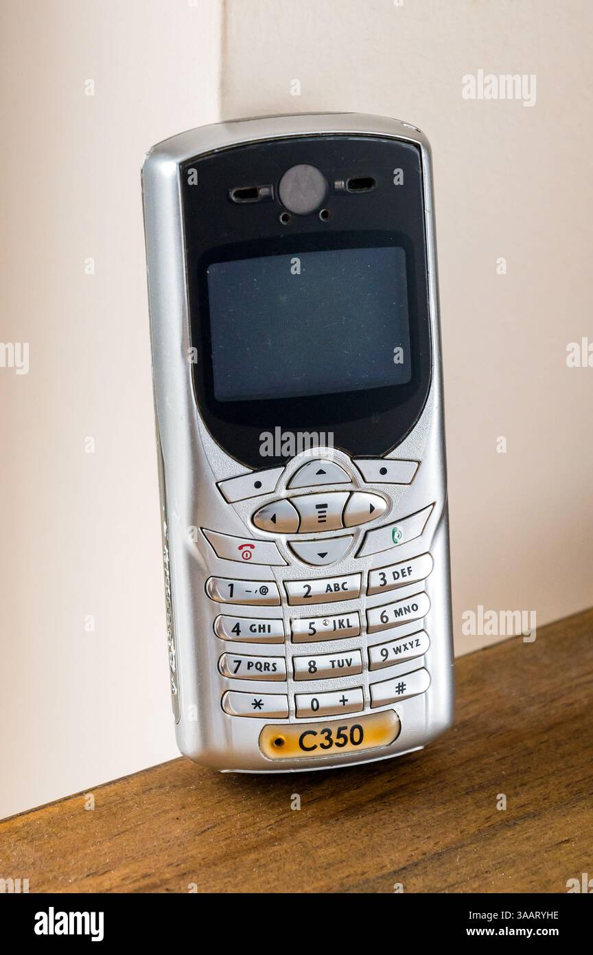 Old mobile phone Motorola C350 from the 2000s with physical keyboard ...