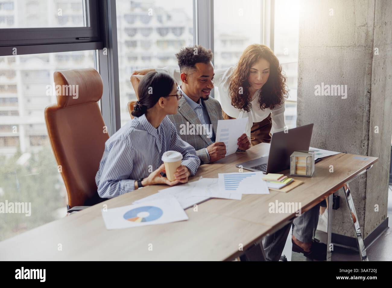 Engaging Collaborative Business Meeting Taking Place in a Modern Office Space Environment Stock ...