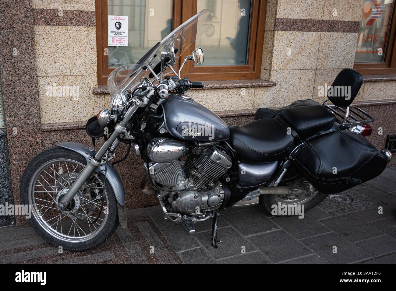 Lviv, Ukraine - March 31, 2025: A stylish cruiser Yamaha Virago ...