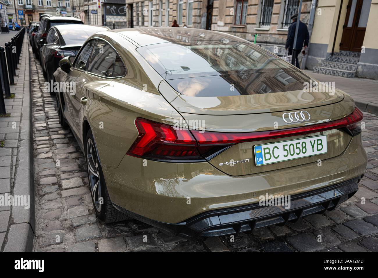 Lviv, Ukraine - March 31, 2025: Electric vehicle Audi E-tron GT on ...
