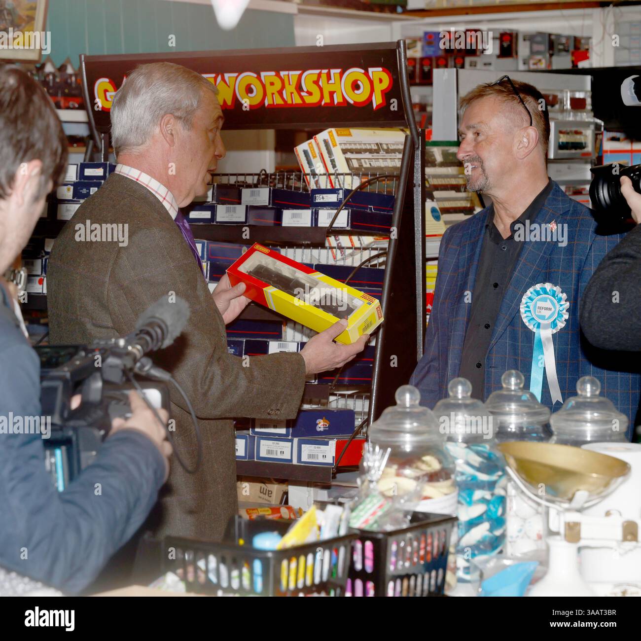 UK. 31st Mar, 2025. Nigel Farage MP, Reform UK leader, takes part in a ...