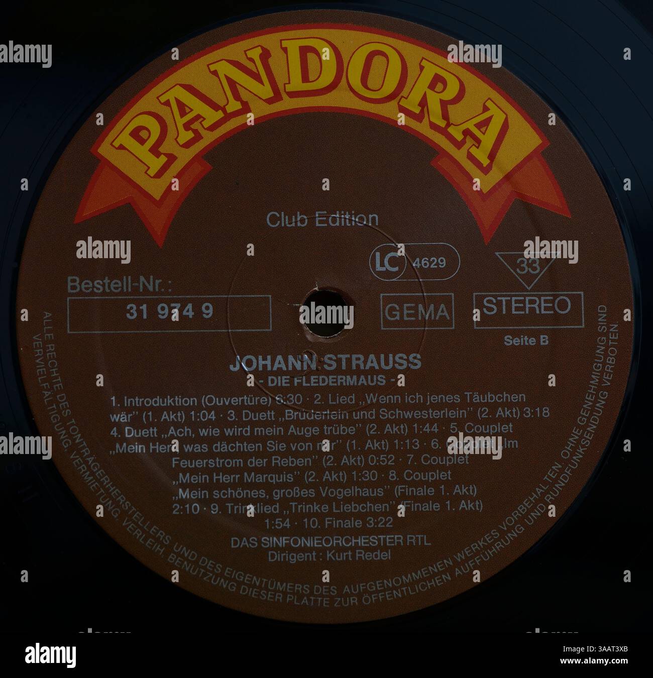Vintage Record Label, Johann Strauss, The Bat, Pandora Records, German ...
