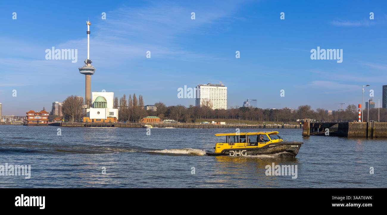 Rotterdam, the Netherlands. 02 February 2025. Water taxi passes the ...