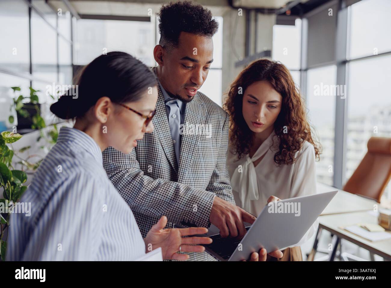 Engaging and Collaborative Business Meeting Taking Place in a Modern Office Setting Today Stock ...